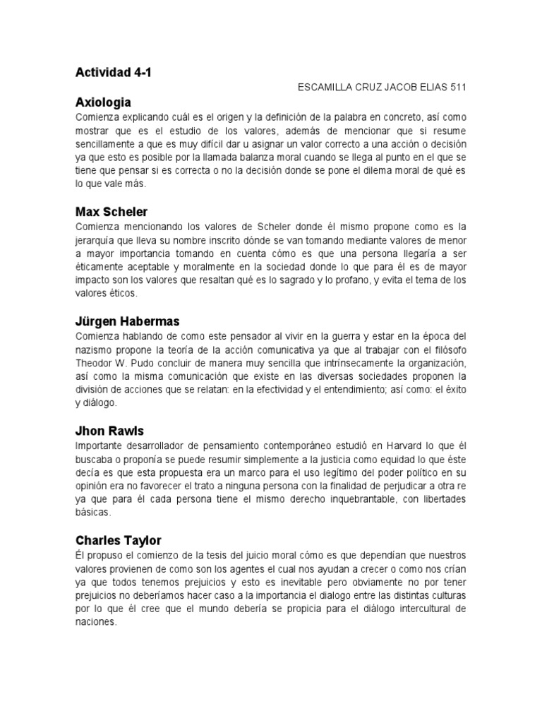 Actividad 4 - 1 | Descargar gratis PDF | Axiología | Moralidad