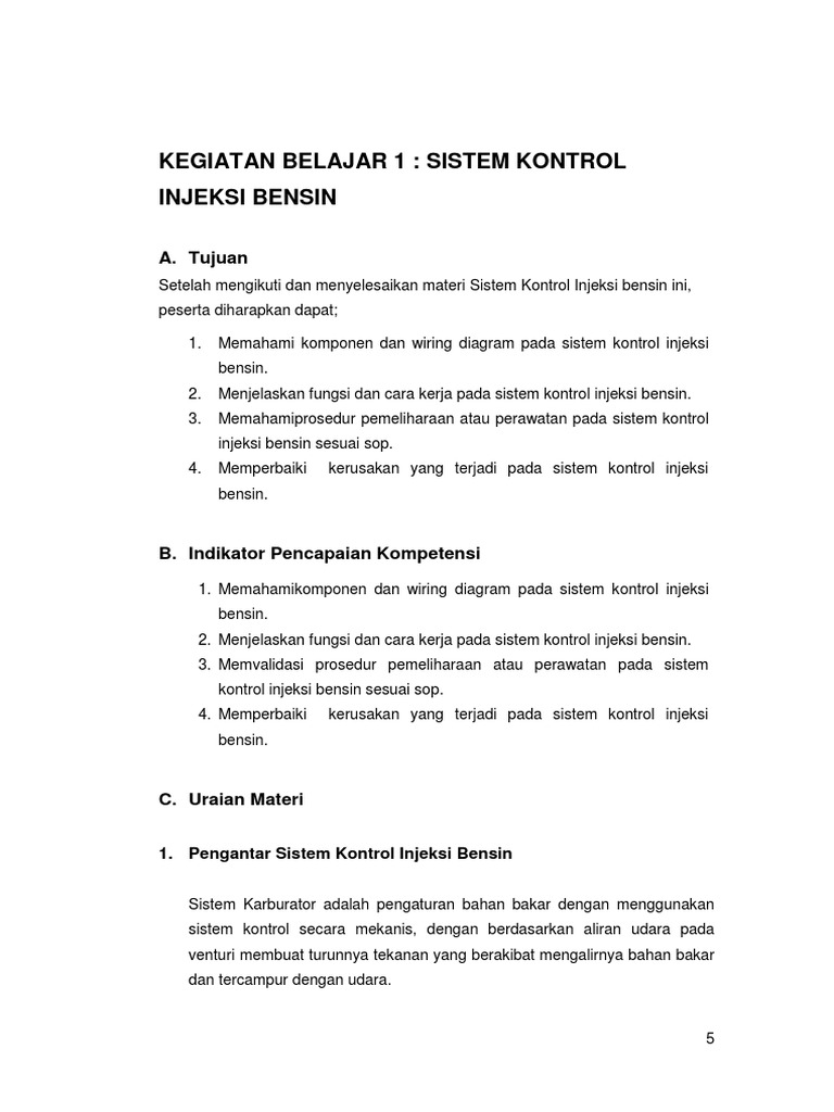 1 Sistem Kontrol Injeksi Bensin | PDF