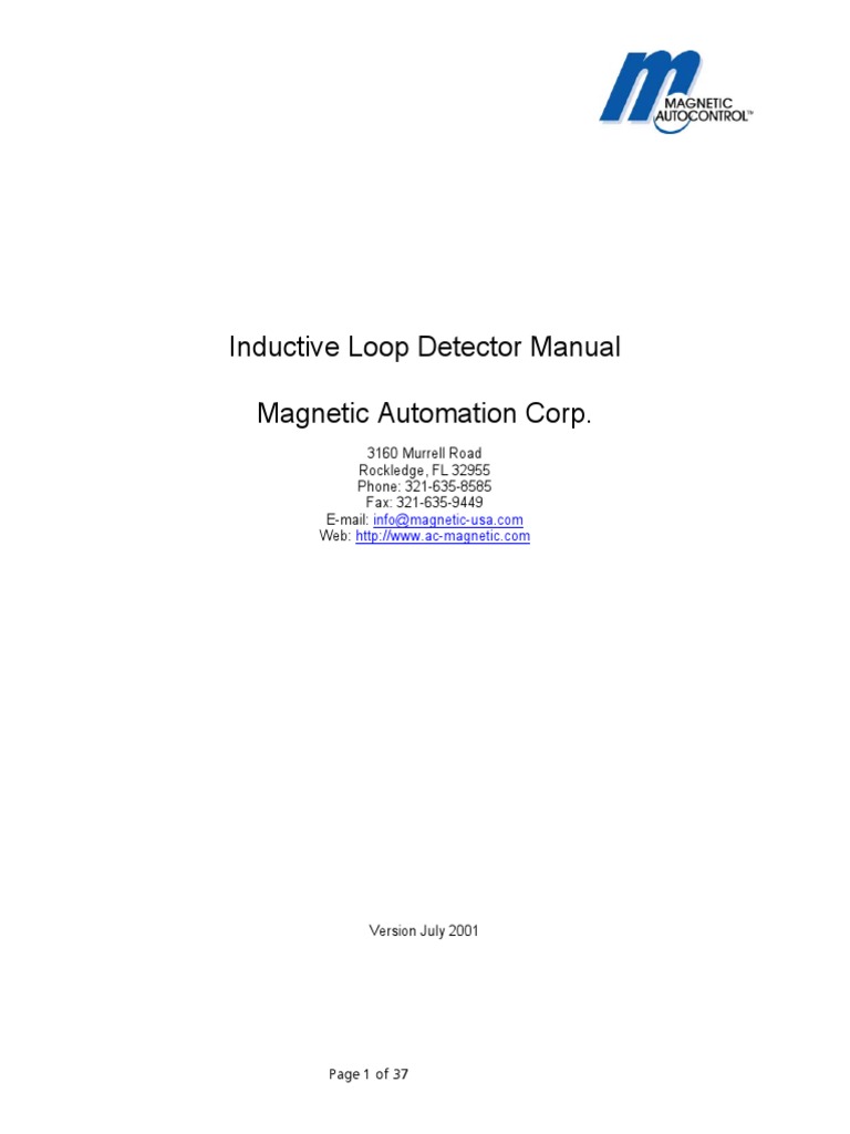 Loop Detector Manualjuly 01 Pdf Inductance Inductor