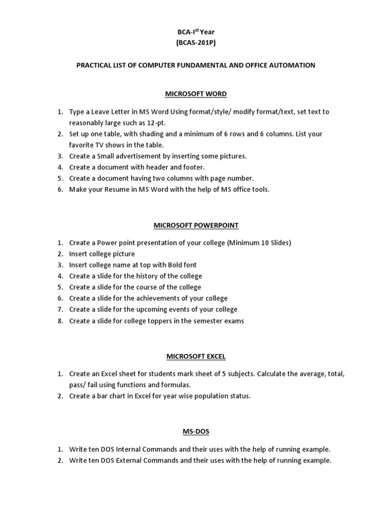 Comp Fund Practical List | PDF
