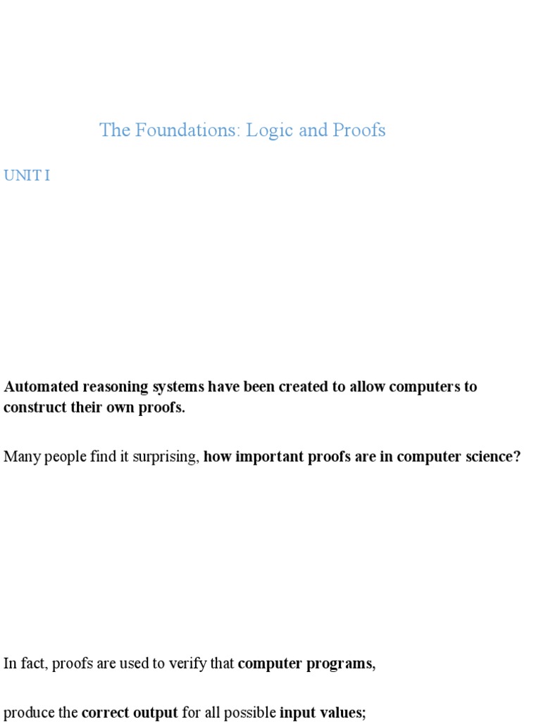 Maths (Lectures 1 & 2 The Foundations Logic and Proofs) | PDF | If And Only If | Proposition