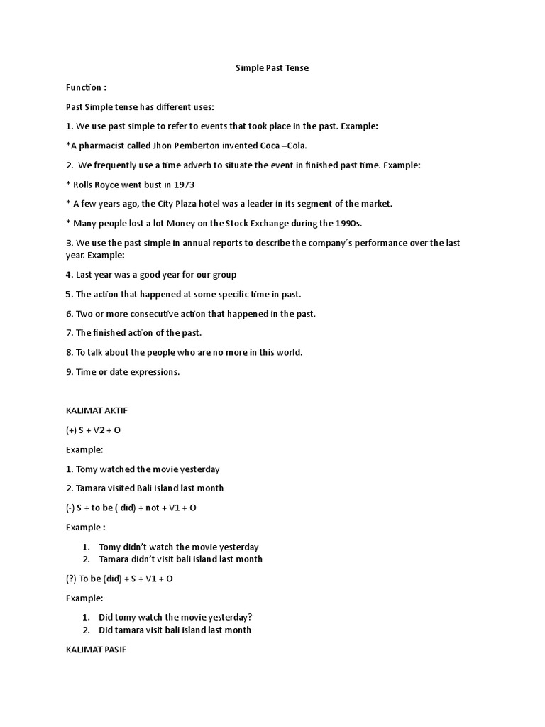 Understanding the Uses and Forms of the Simple Past Tense | PDF