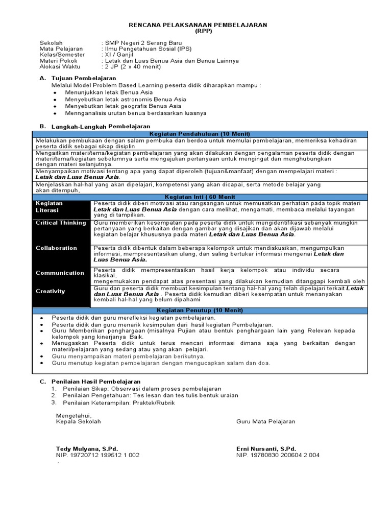 1 RPP IPS KELAS 9 SEM.1 - 1. Letak Dan Luas Benua Asia Dan Benua Lainnya | PDF | Karier ...