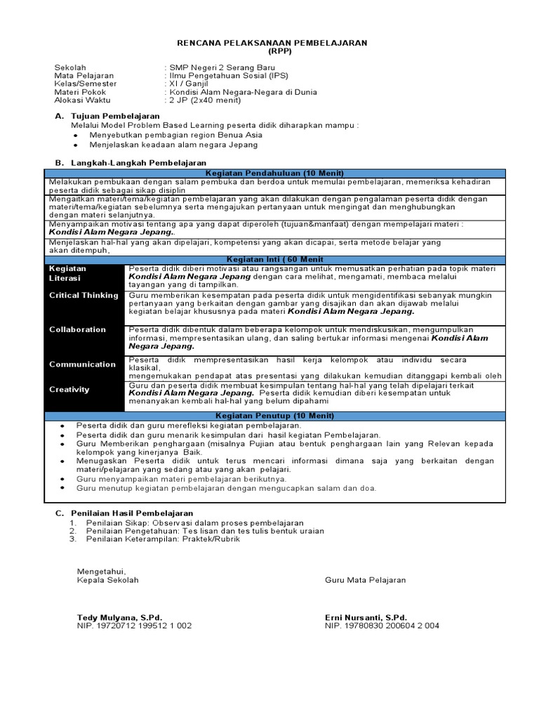 2 RPP IPS KELAS 9 SEM.1 - 2. Kondisi Alam Negara Di Dunia | PDF