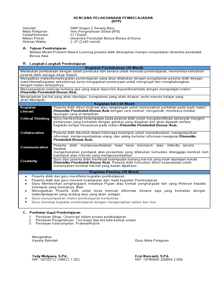 3 RPP IPS KELAS 9 SEM.1 - 3. Dinamika Penduduk Dunia | PDF
