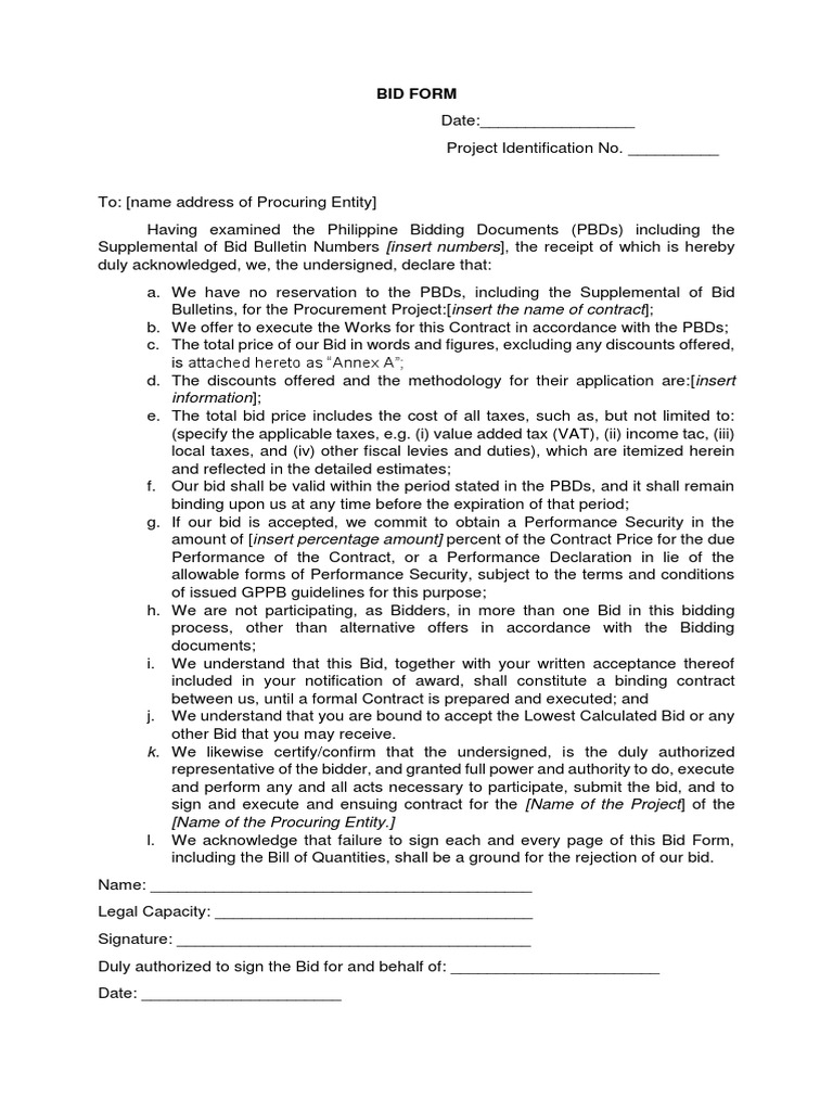 Bid Form For Infra | PDF | Taxes | Value Added Tax