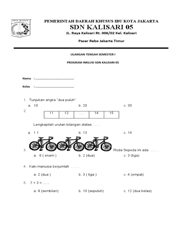 Ulangan Tengah Semester SDN Kalisari 05 | PDF