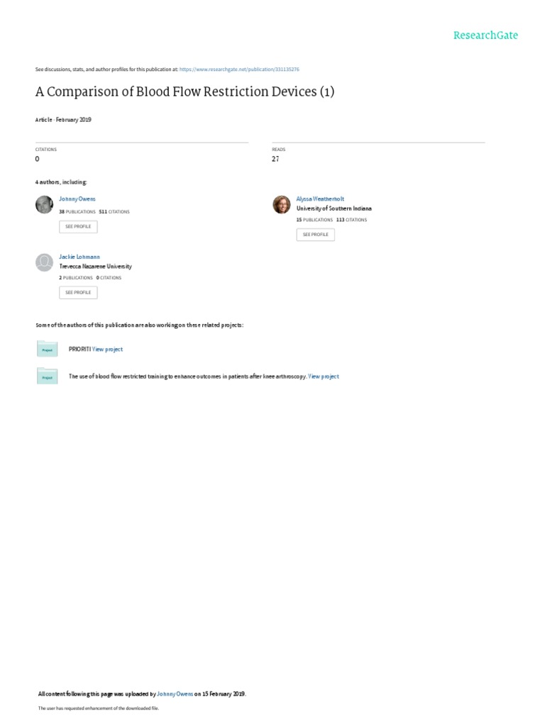 A Comparison of Blood Flow Restriction Devices | PDF | Clinical ...