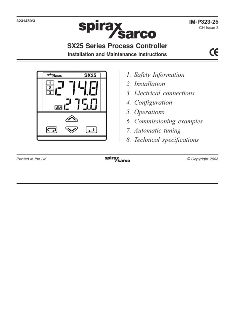 Spirax Sx25 Series Process Controller | PDF | Relay | Electrical Wiring