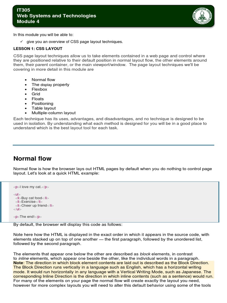 Mod4 PDF | PDF | Html Element | Page Layout