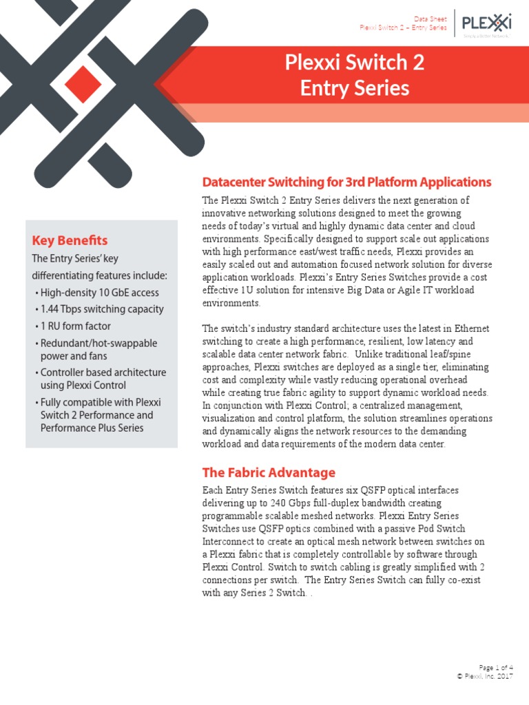 Datasheet-Plexxi Switch2 DS 2017 | PDF | Computer Network | Network Switch