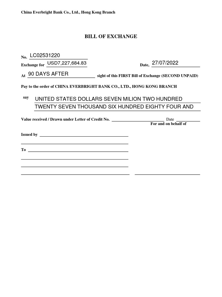 Bill of Exchange | PDF