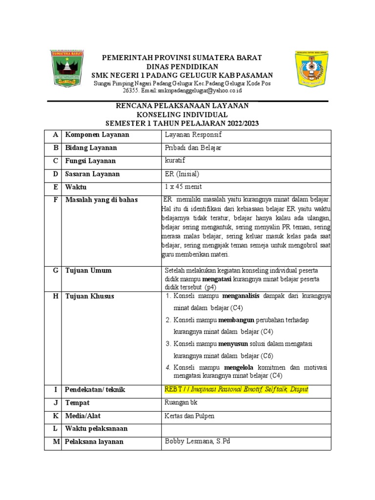 RPL - Layanan Konseling Individual | PDF