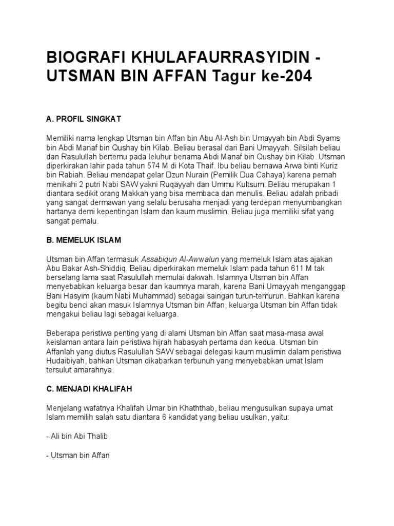 Usman Bin Affan | PDF