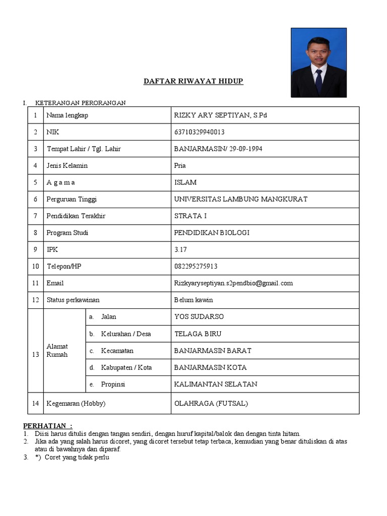 CV Rizky Ary Septiyan, S.Pd | PDF