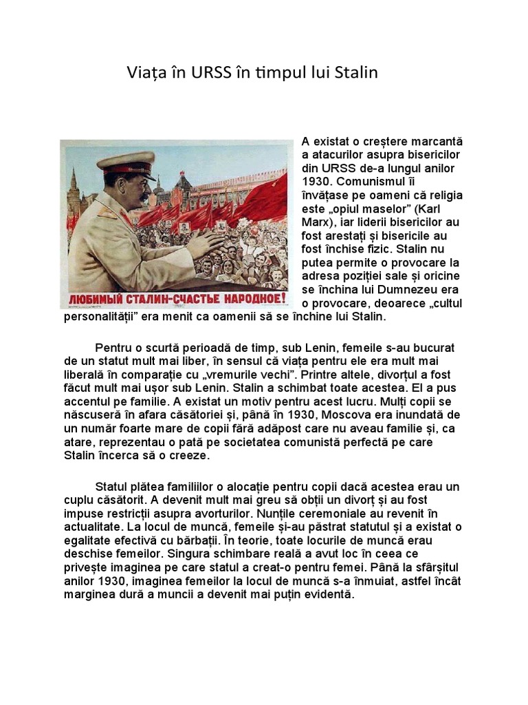 Viața În URSS În Timpul Lui Stalin | PDF