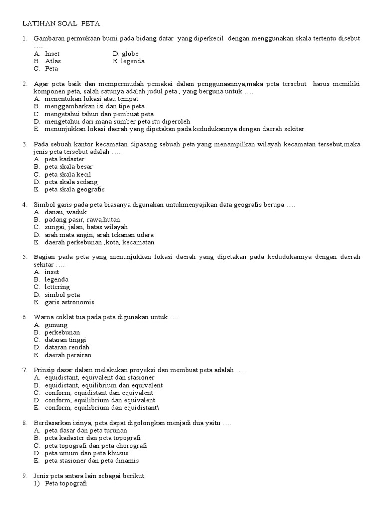 Latihan Soal Peta Untuk Siswa | PDF