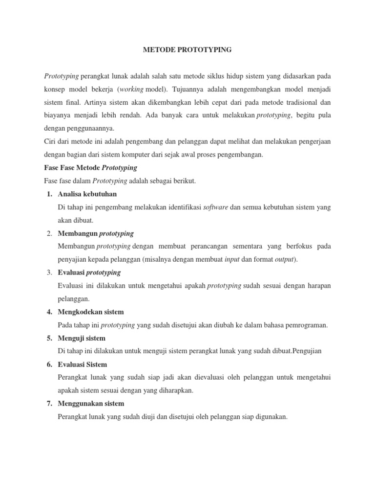 Metode Prototyping | PDF | Bisnis | Teknologi & Rekayasa
