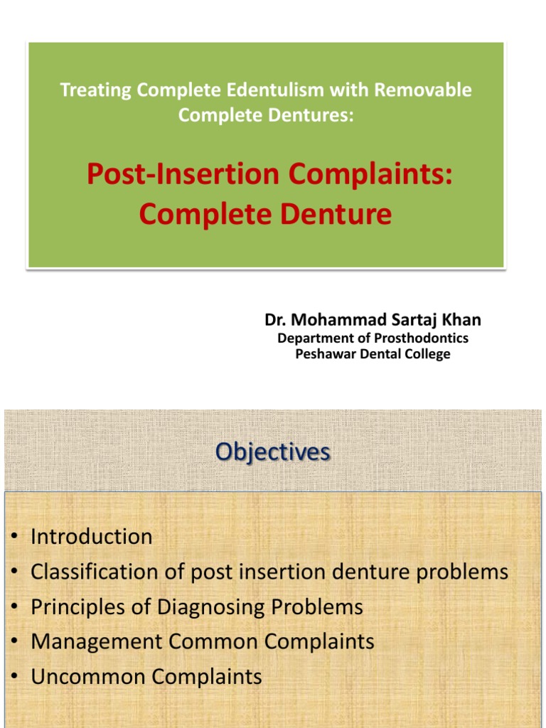 Post Insertion Phase Pdf Dentures Dentistry Branches