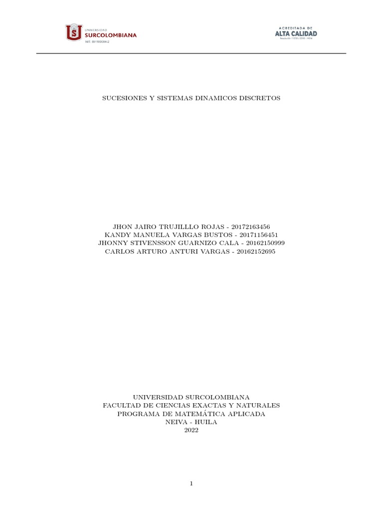 Sistemas Din Micos Discretos | PDF | Ecuaciones | Sistema dinamico