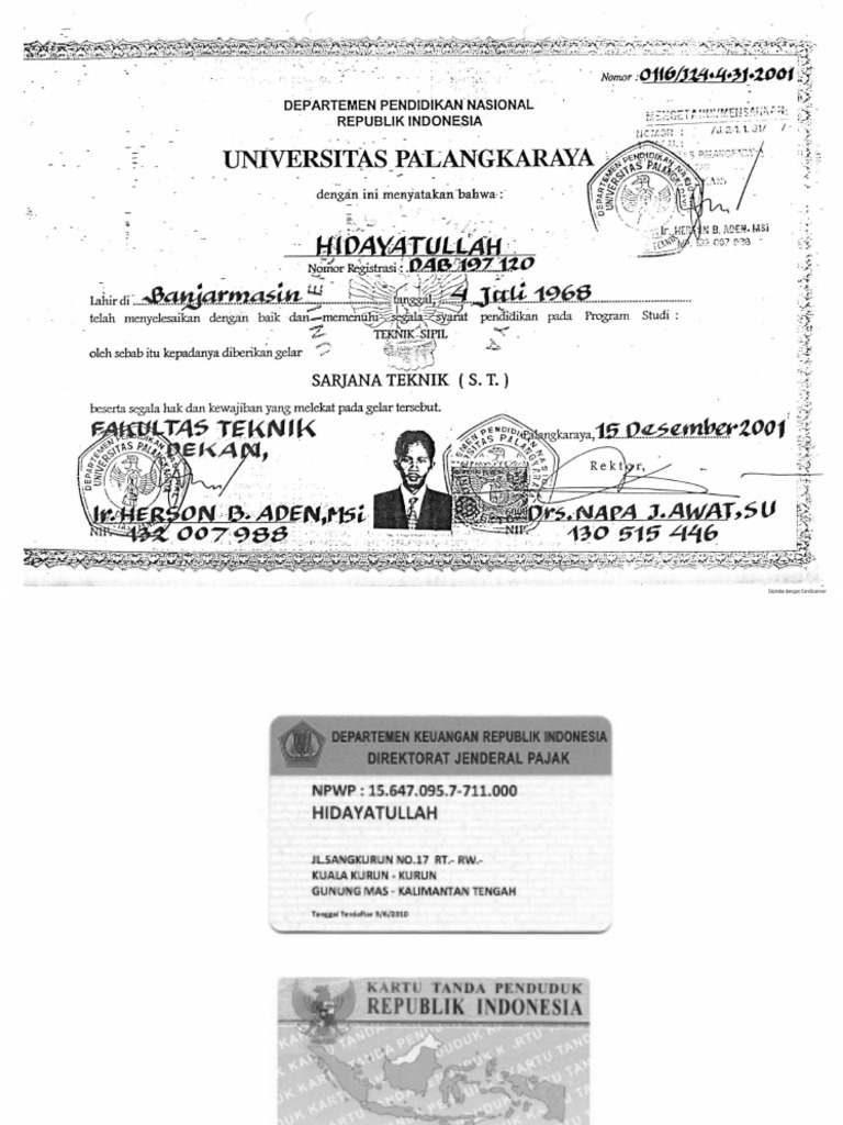 Ijazah, KTP, NPWP, Dan Pas Photo | PDF