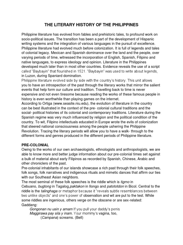 The Literary History of The Philippines | PDF | Social Science | Classics