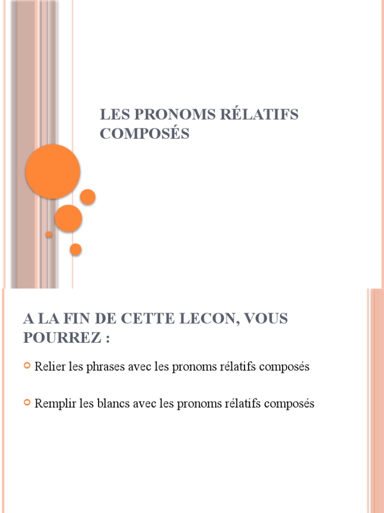 Pronoms Relatifs Composes 1 | PDF