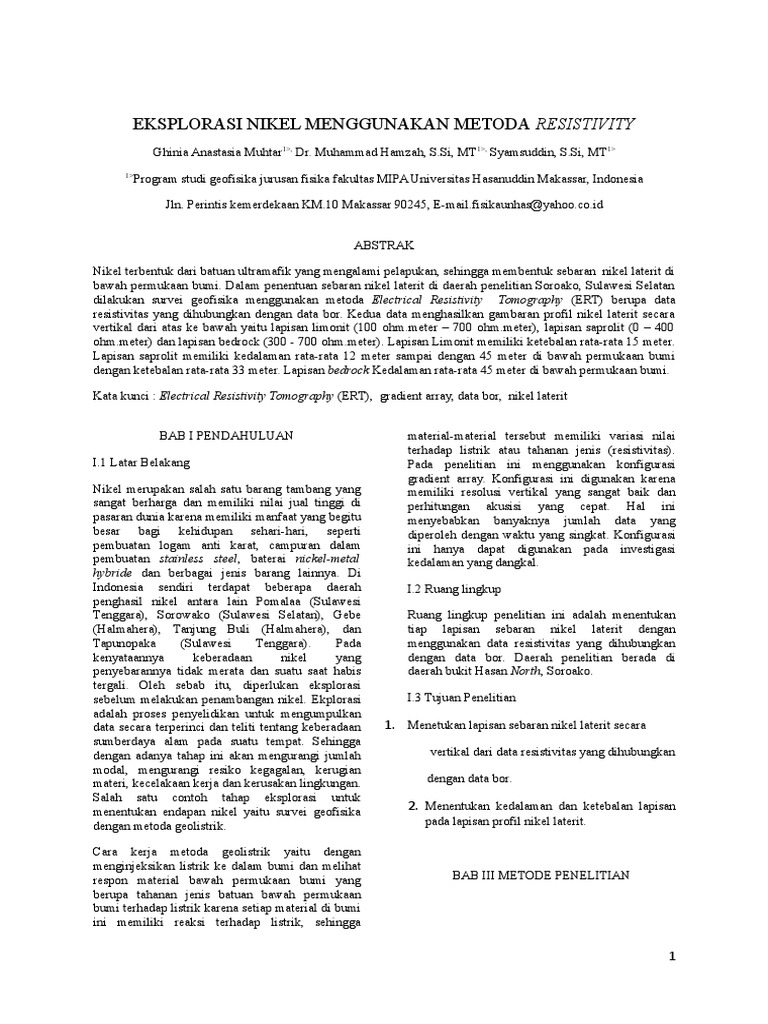 Adoc - Pub - Eksplorasi Nikel Menggunakan Metoda Resistivity | PDF
