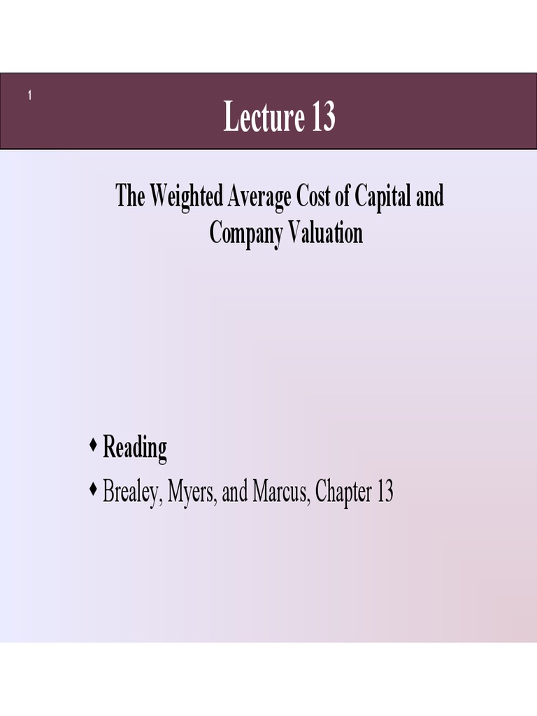 Lec 13 Handout | PDF | Cost Of Capital | Capital Structure