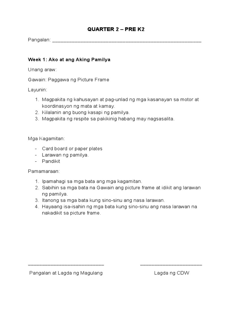 QUARTER 2 Pre K2 Week 1 | PDF