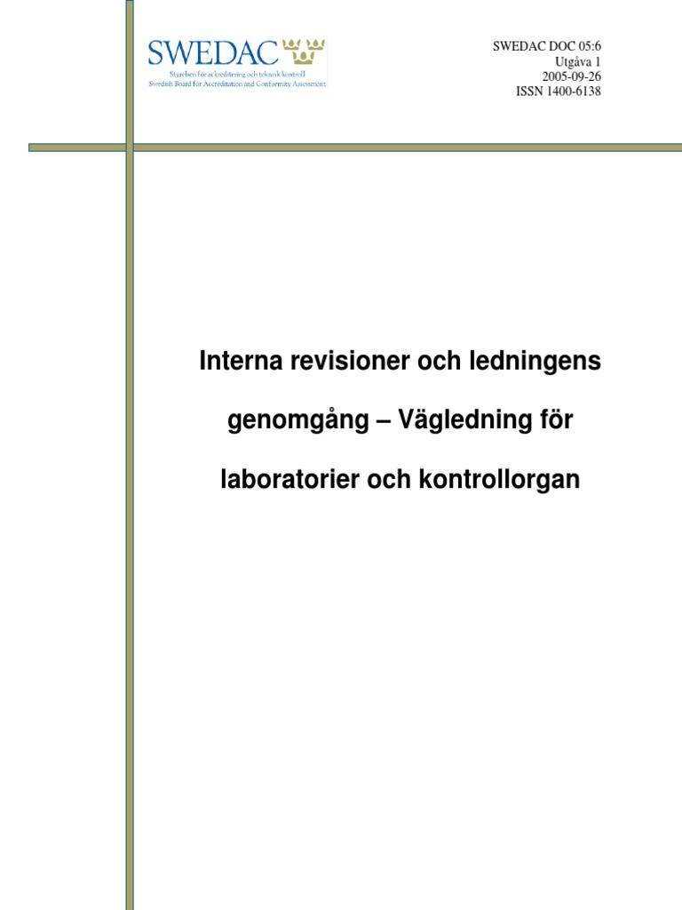 05 - 6 Interna Revisioner Och Ledningens Genomgång - Vägledning För ...