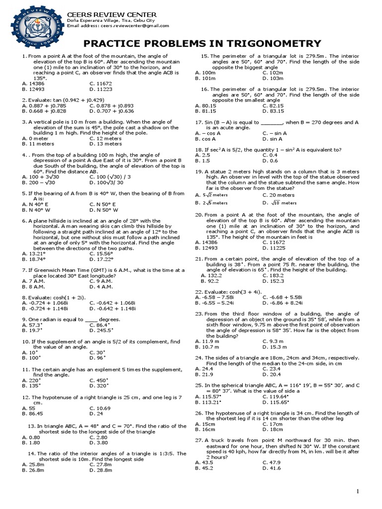 Plane Spherical Trigonometry No Answer Pdf