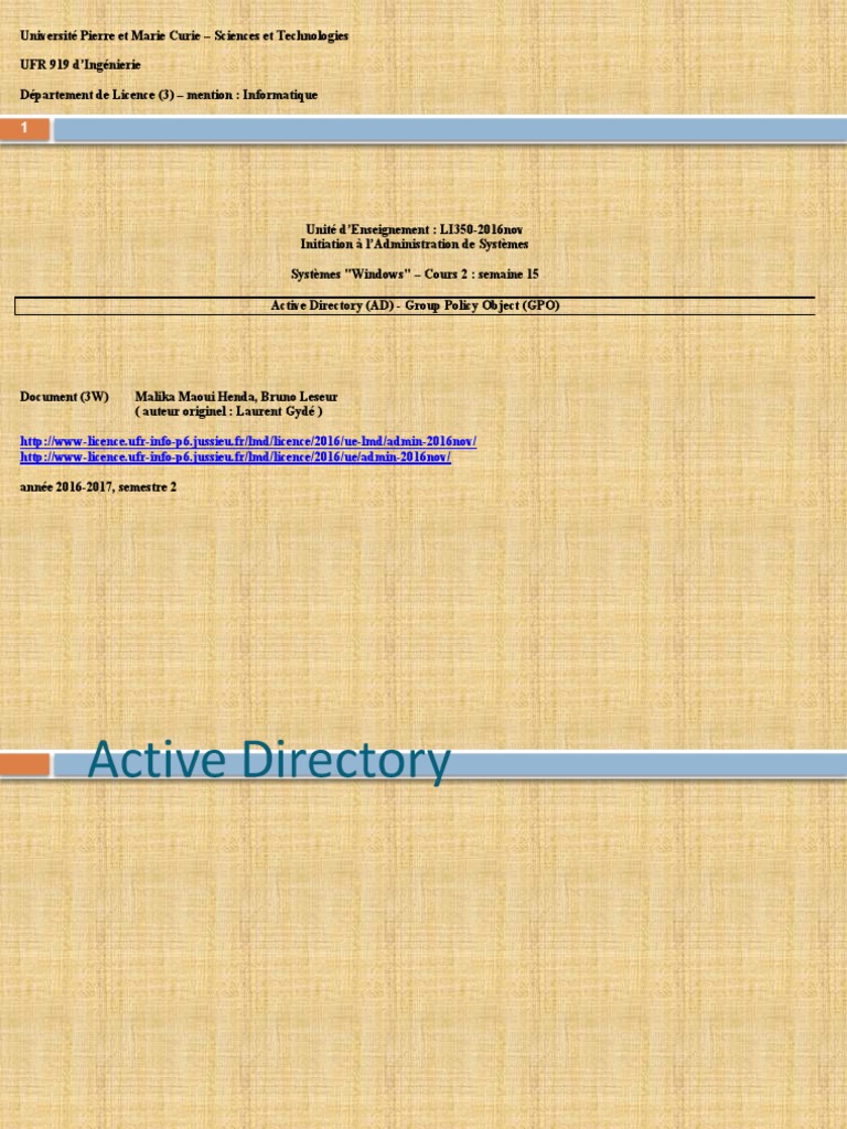 Introduction à Active Directory et GPO | PDF | Active Directory ...