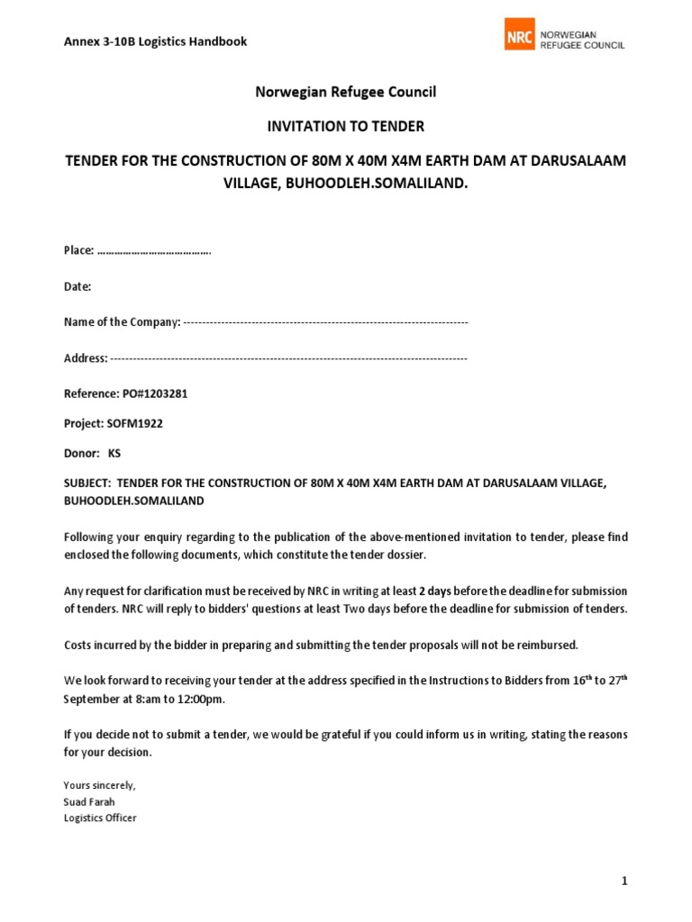 ITB Documents Earth Dam Buuhoodle DARASALAM | PDF | Specification ...