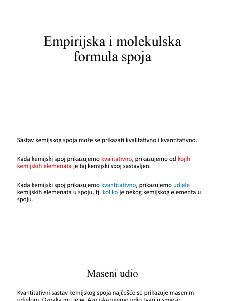 11 - Empirijska I Molekulska Formula Spoja | PDF