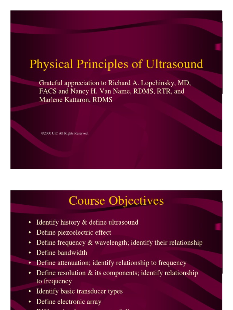 Physical Principles of Utz | PDF | Medical Ultrasound | Hertz