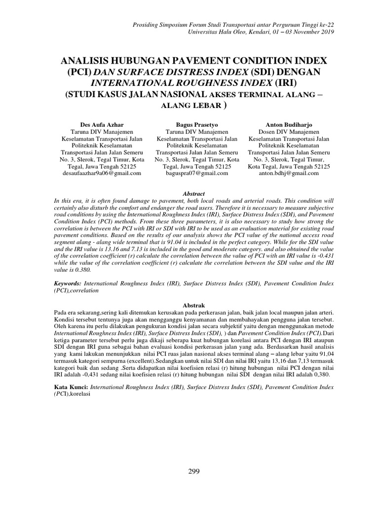 PCI, SDI and IRI Analysis of National Road Access Terminal Alang-Alang Lebar | PDF | Civil ...