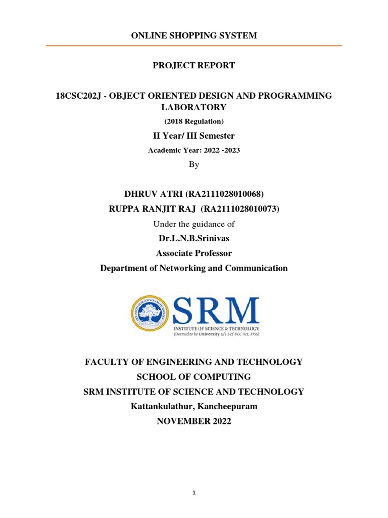 Oodp Project Report Ra2111028010068 | PDF | Unified Modeling Language | Online Shopping
