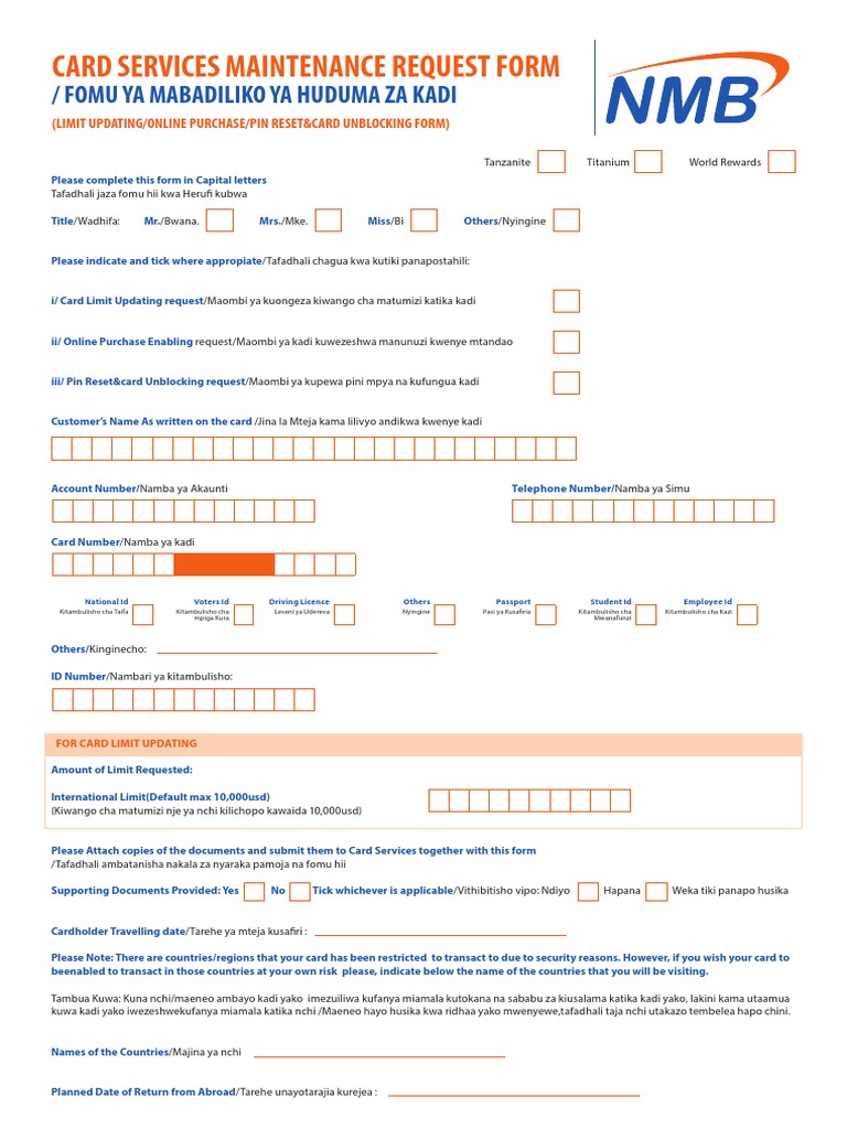 Card Services Request Form | PDF | Government And Personhood ...