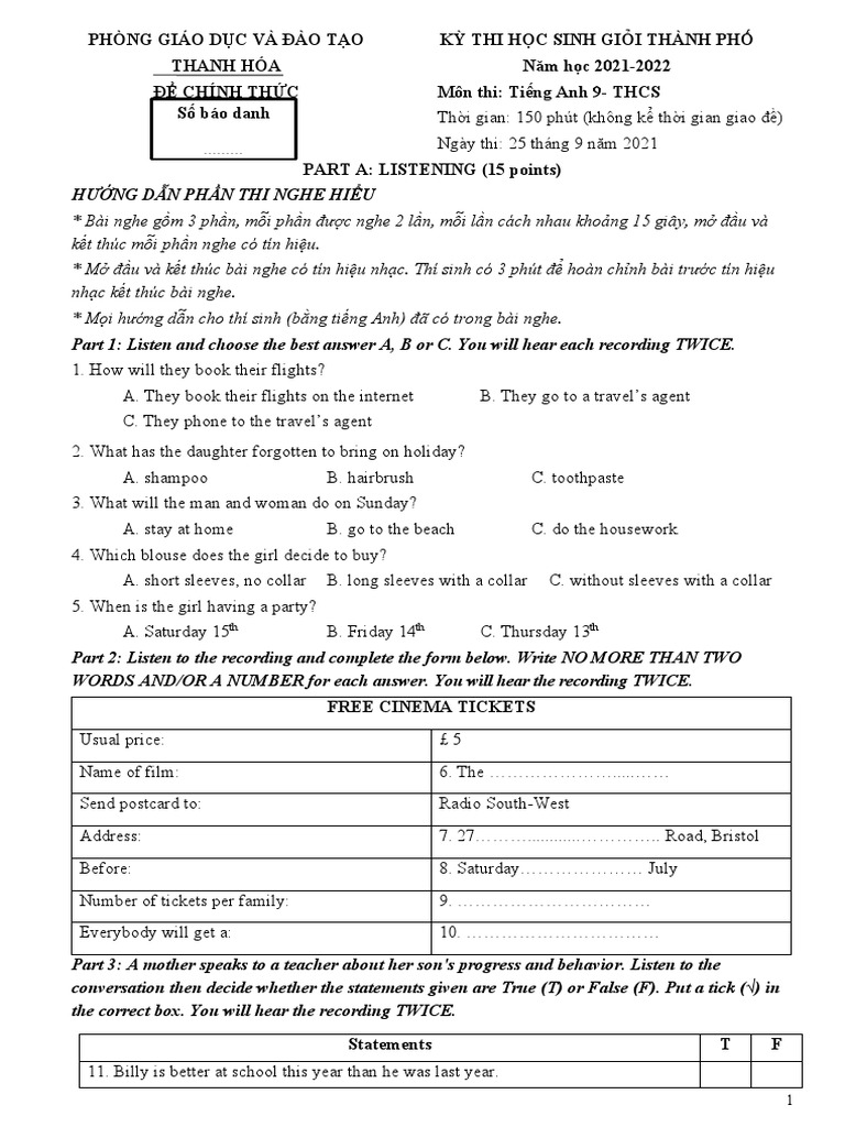 HGS TP- V1 (21-22) - ĐỀ | PDF | Mobile Phones | Telephone