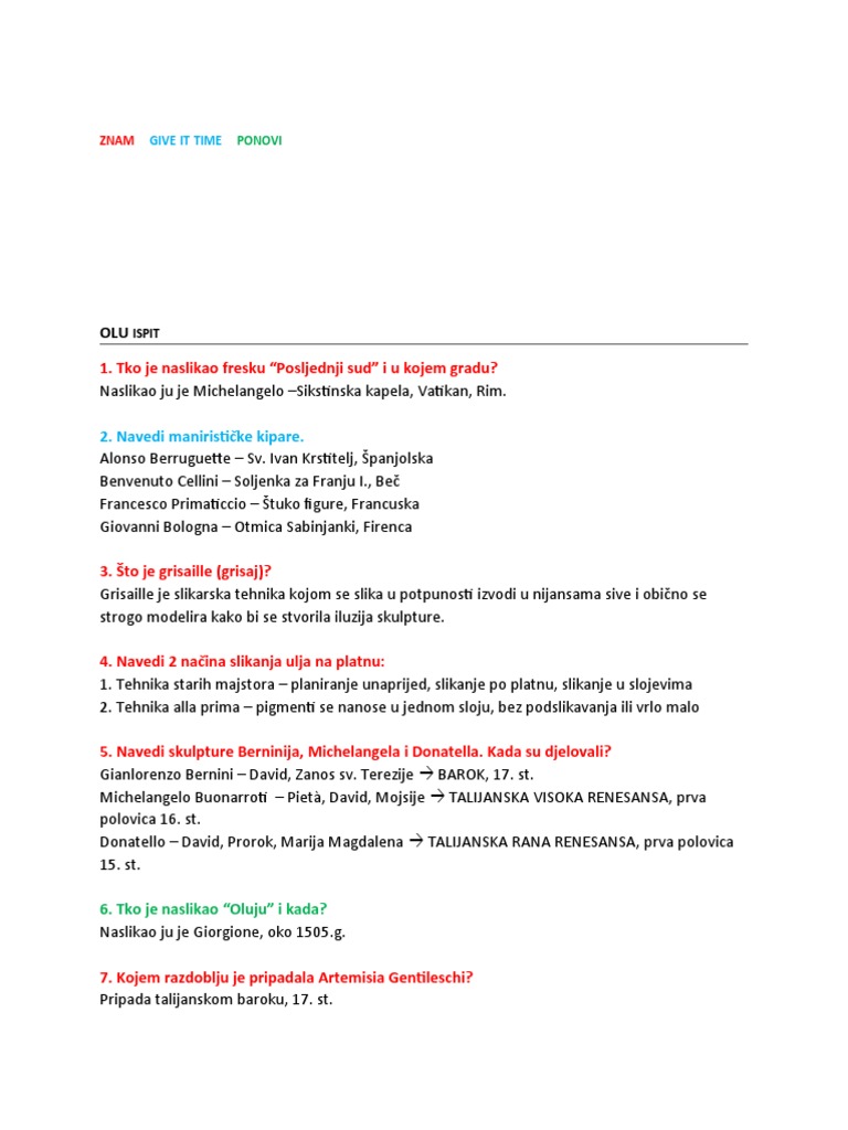 Olu - 1. Kolokvij | PDF