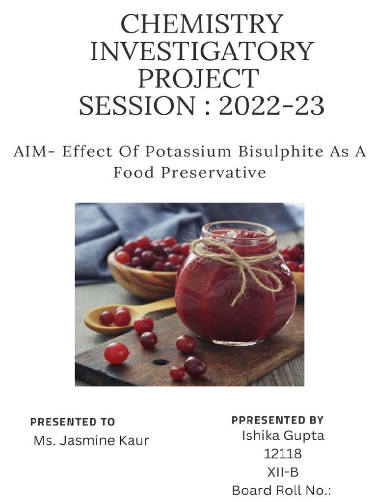 Effect of Potassium Bisulphite As A Food Preservative | PDF
