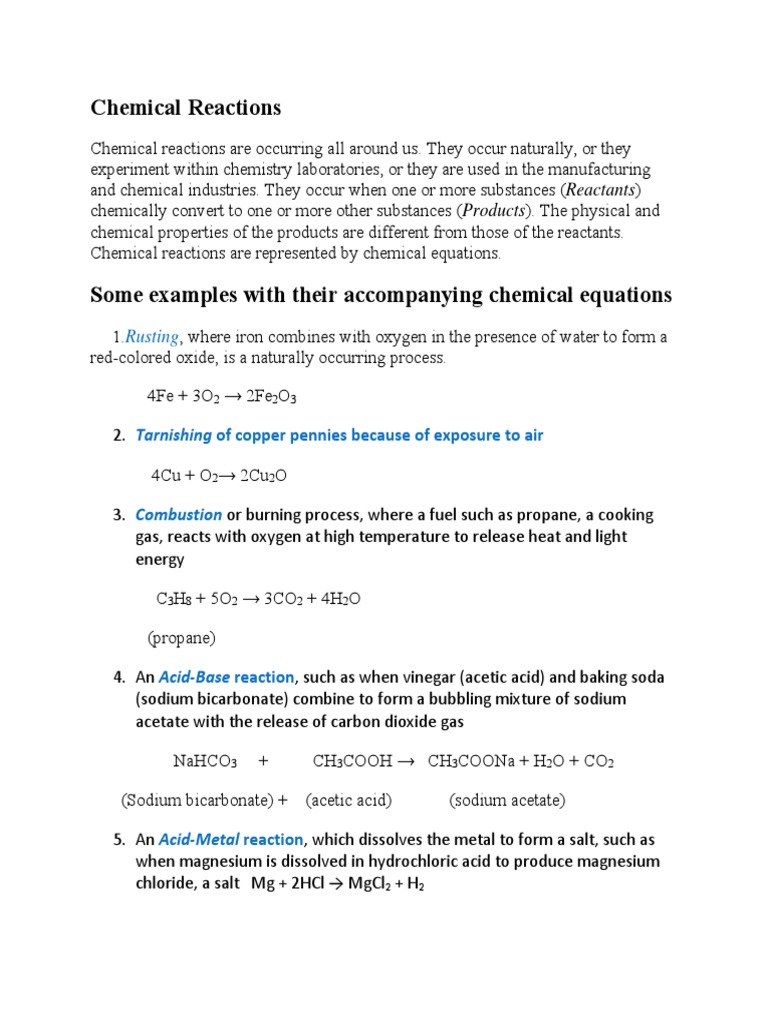 Chemical Reactions Year 8 | PDF | Chemical Reactions | Redox