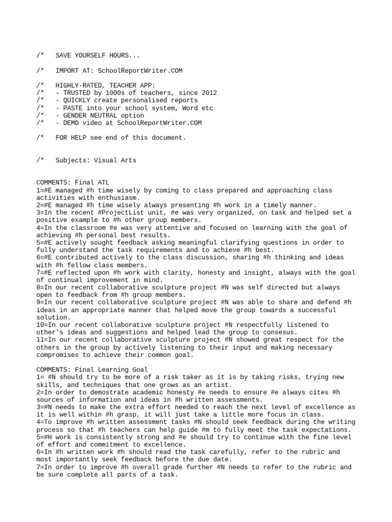 Generating a Personalized Student Report Using Automated Template ...