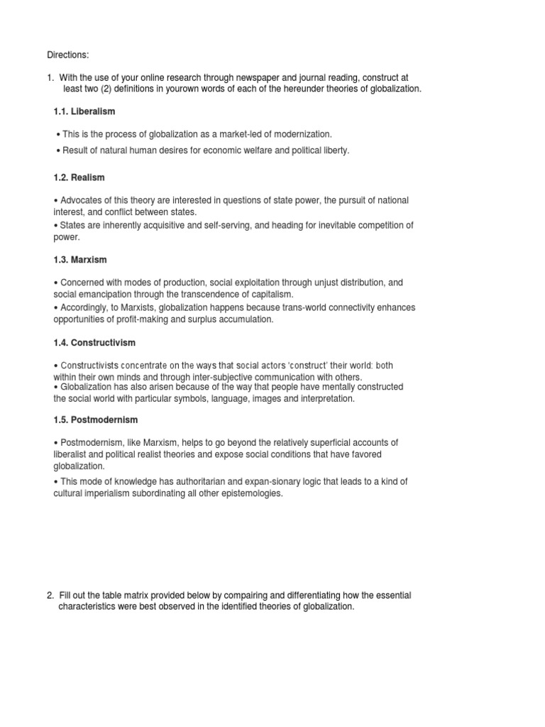 Theories of Globalization Explained | PDF