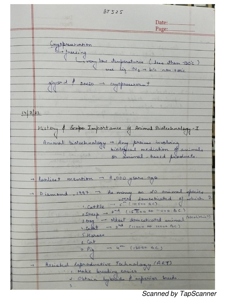 Animal Biotechnology Notes | PDF