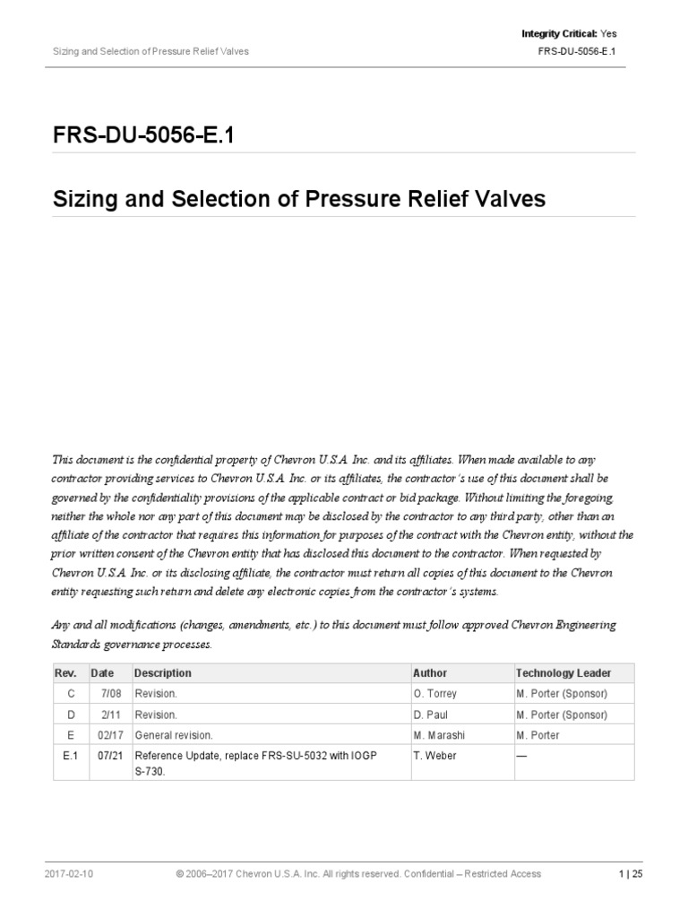 FRS-DU-5056-E.1 Sizing & Selection of PSV | PDF | Pipe (Fluid ...
