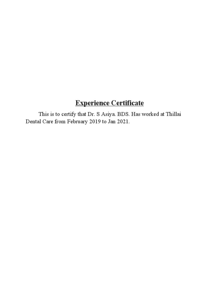 Experience Certificate | PDF | Career & Growth