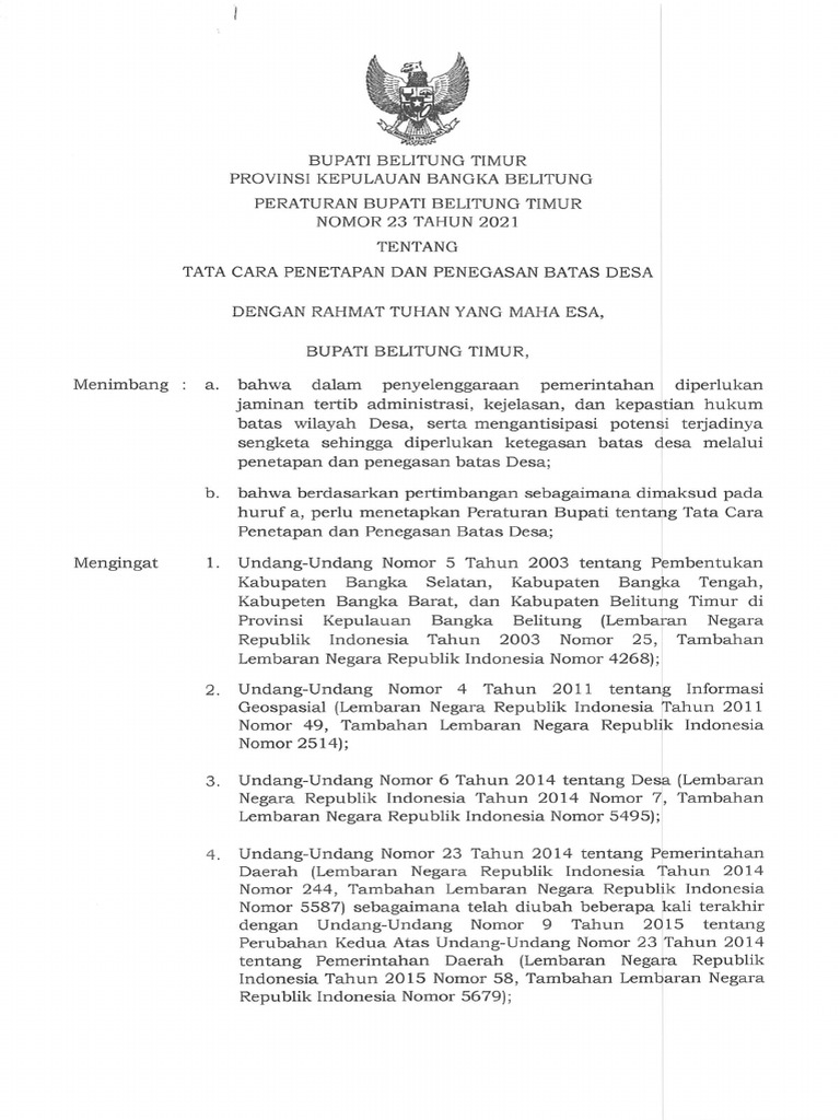 Penetapan Dan Penegasan Batas Desa | PDF