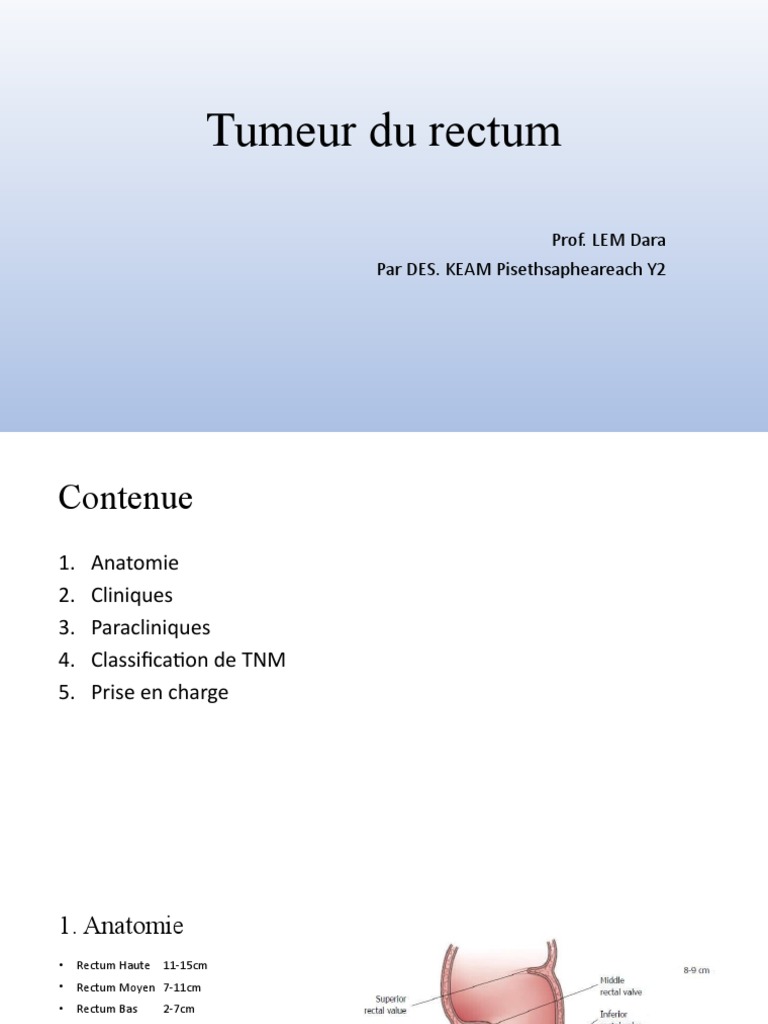 Classification TNM des tumeurs rectales | PDF | Rectum | Spécialités ...